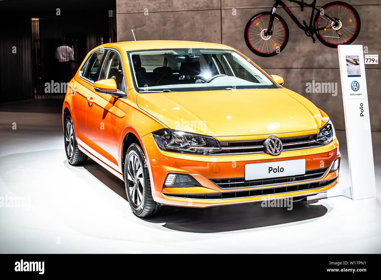 Brussels, Belgium, Jan 2019: Volkswagen VW Polo at Brussels Motor Show, Sixth generation, Typ AW ...