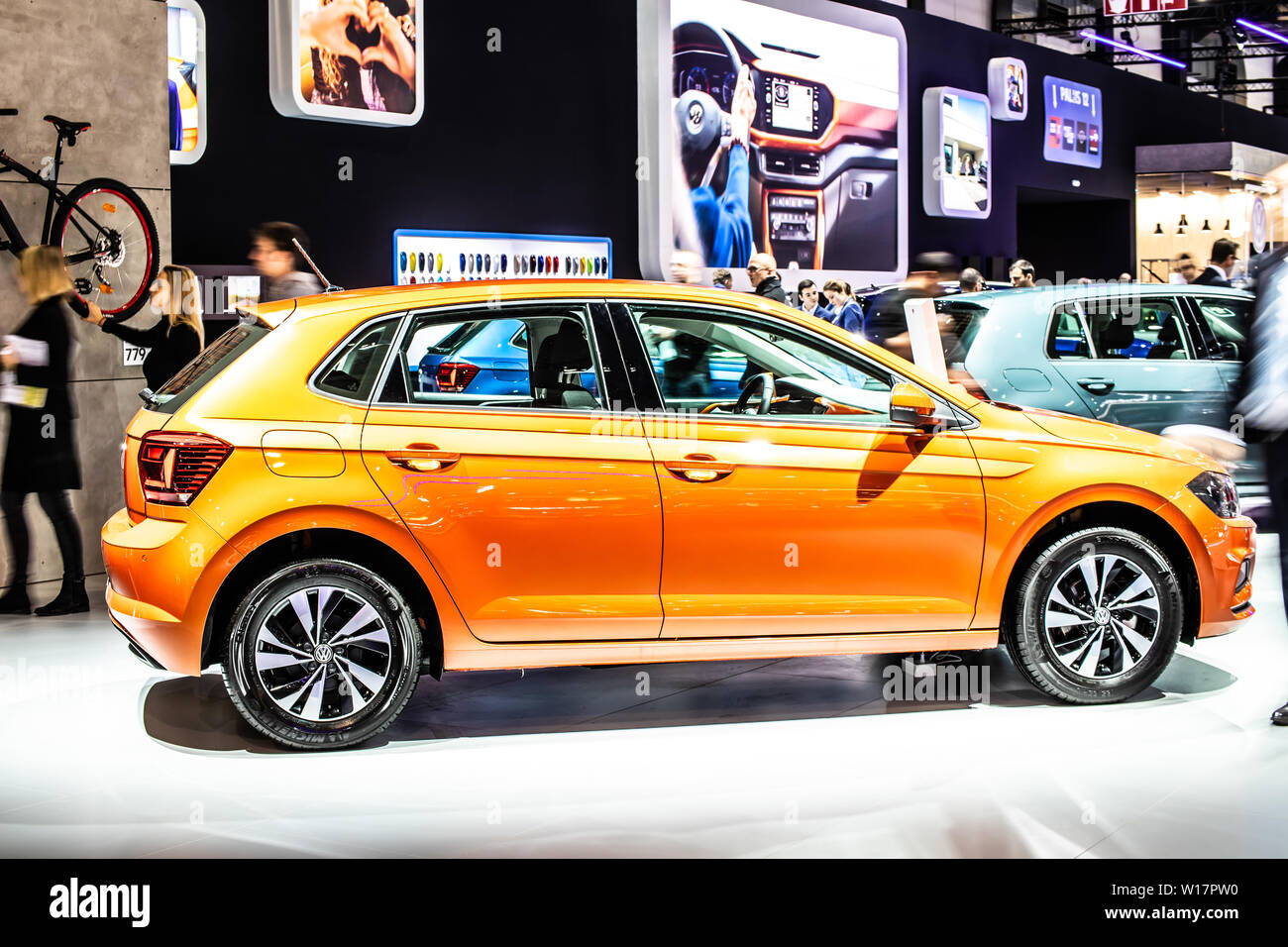 Brussels, Belgium, Jan 2019: Volkswagen VW Polo at Brussels Motor Show, Sixth generation, Typ AW ...