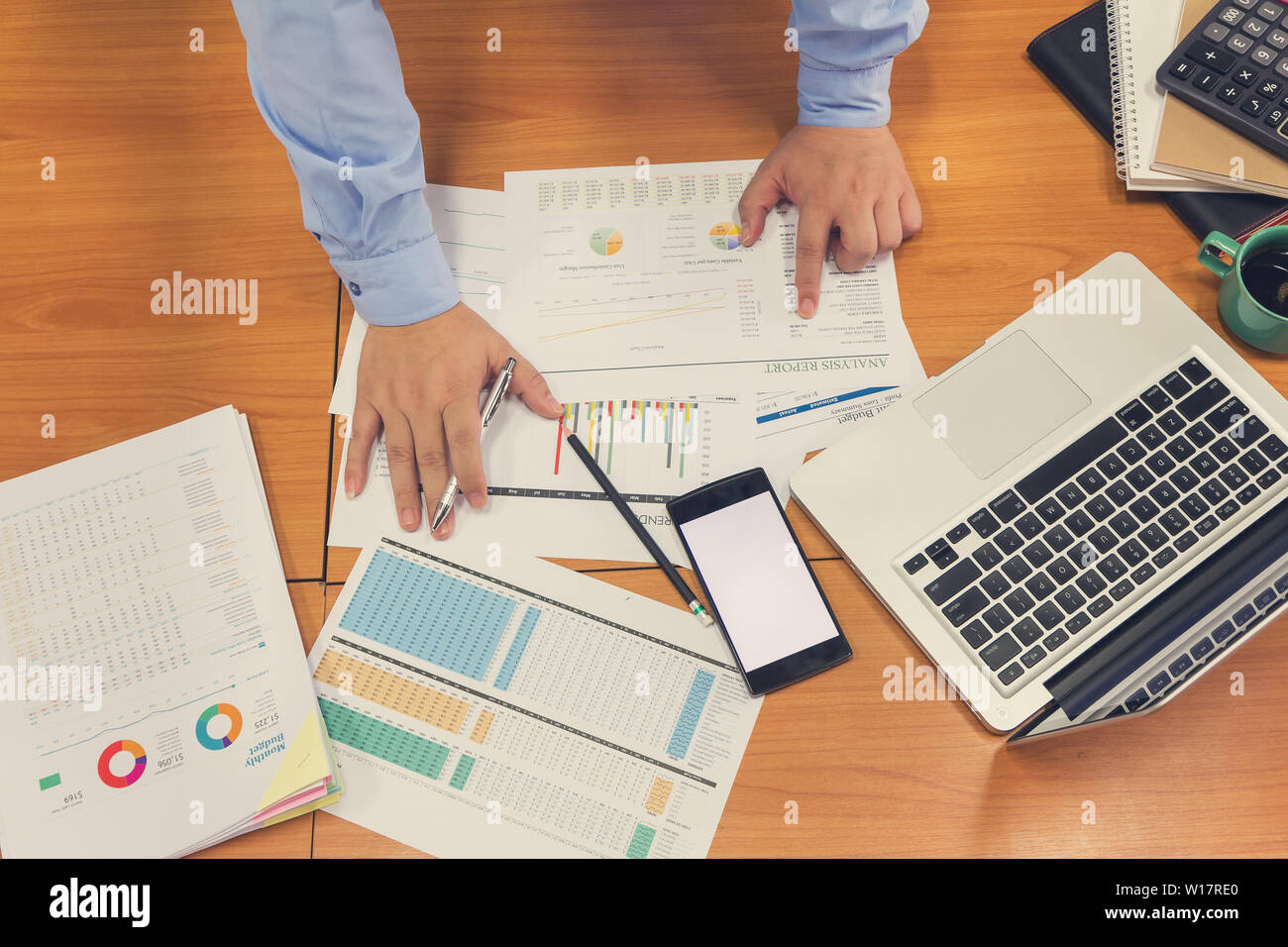 Business and finance concept of office working, Office desk in working ...
