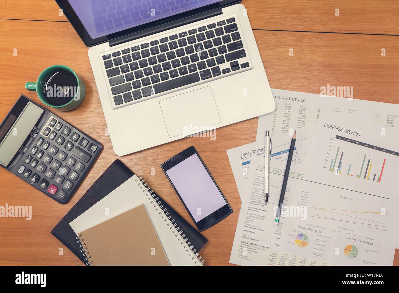 Business and finance concept of office working, Office desk in working ...