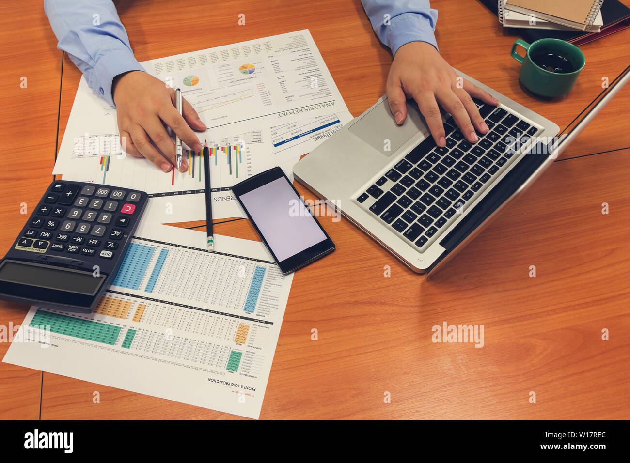 Business and finance concept of office working, Office desk in working ...