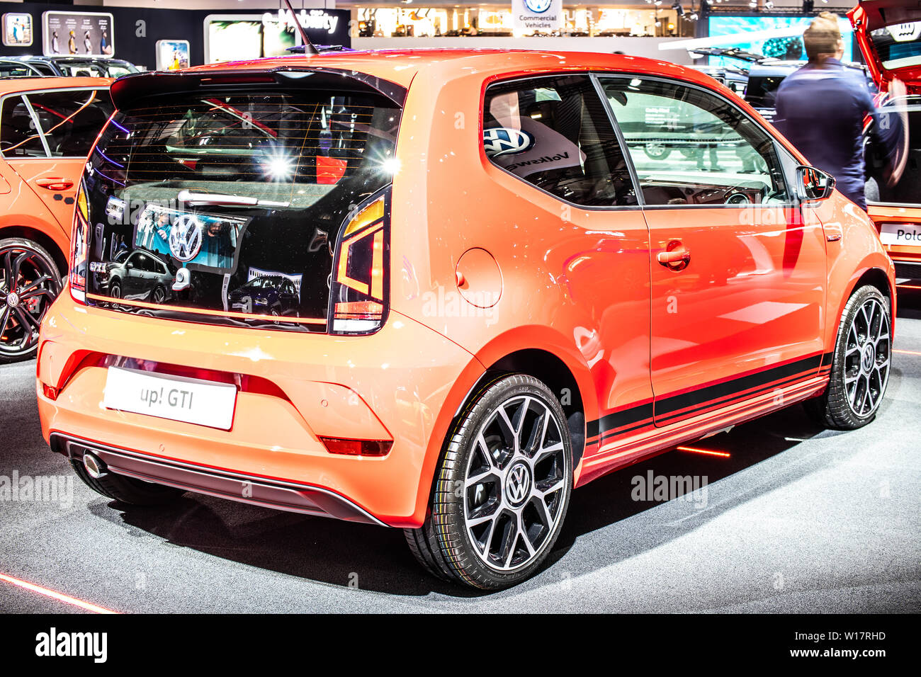 Brussels, Belgium, Jan 18, 2019: metallic red Volkswagen VW up! GTI at ...