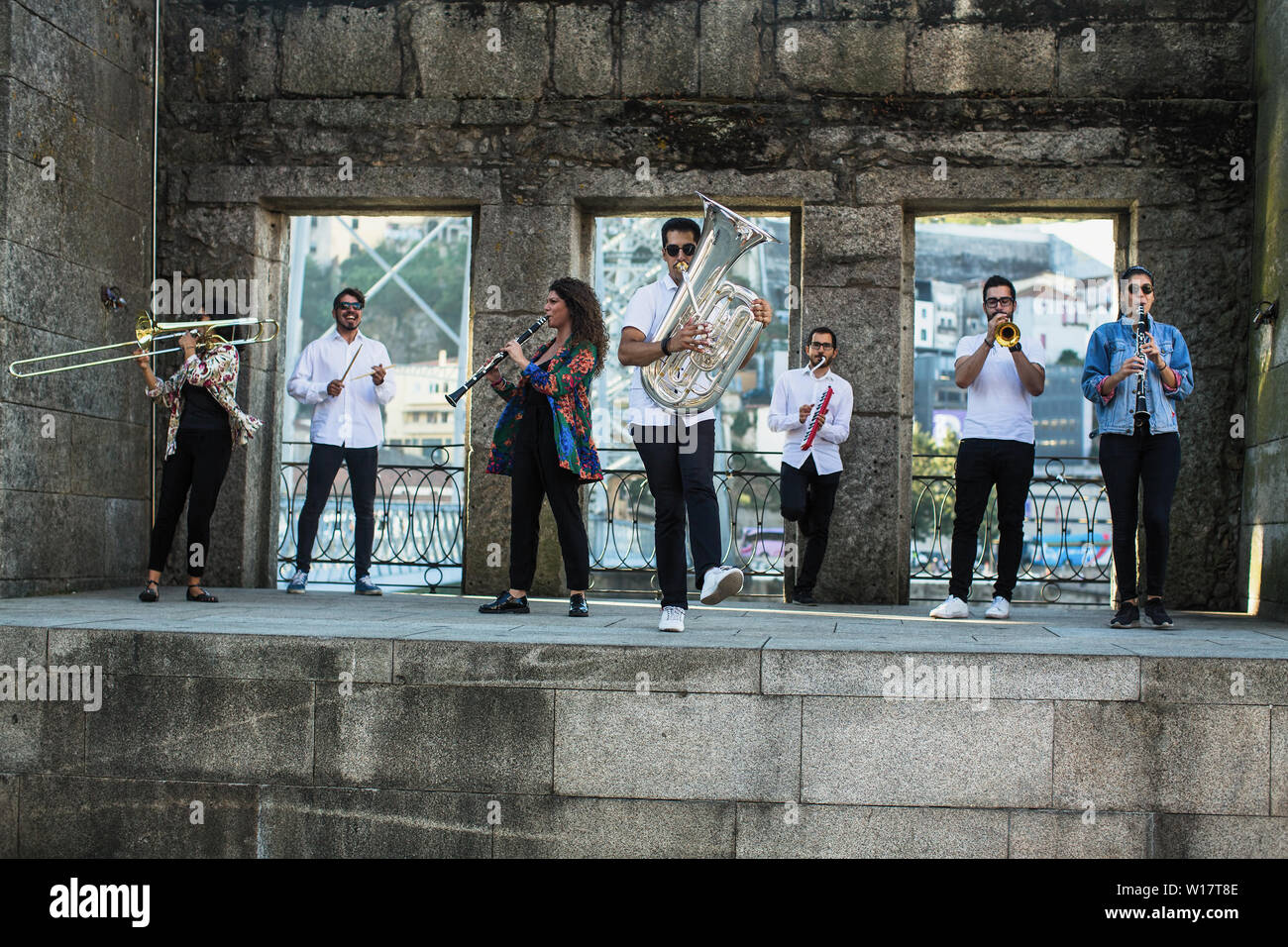 Street musicians play brass instruments hi-res stock photography and ...