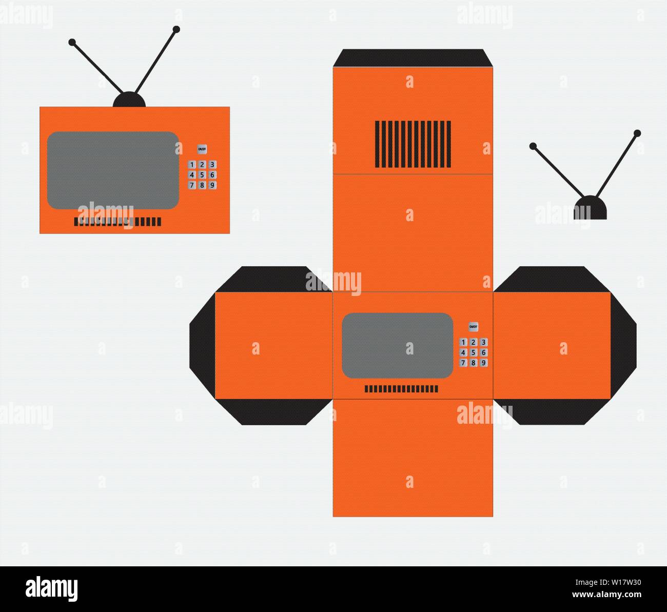 Mock up vintage television print on paper cut and glue Stock Vector ...