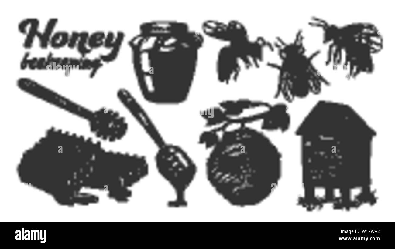 Collection Honey Beekeeping Apiary Set Vector Stock Vector Image & Art ...