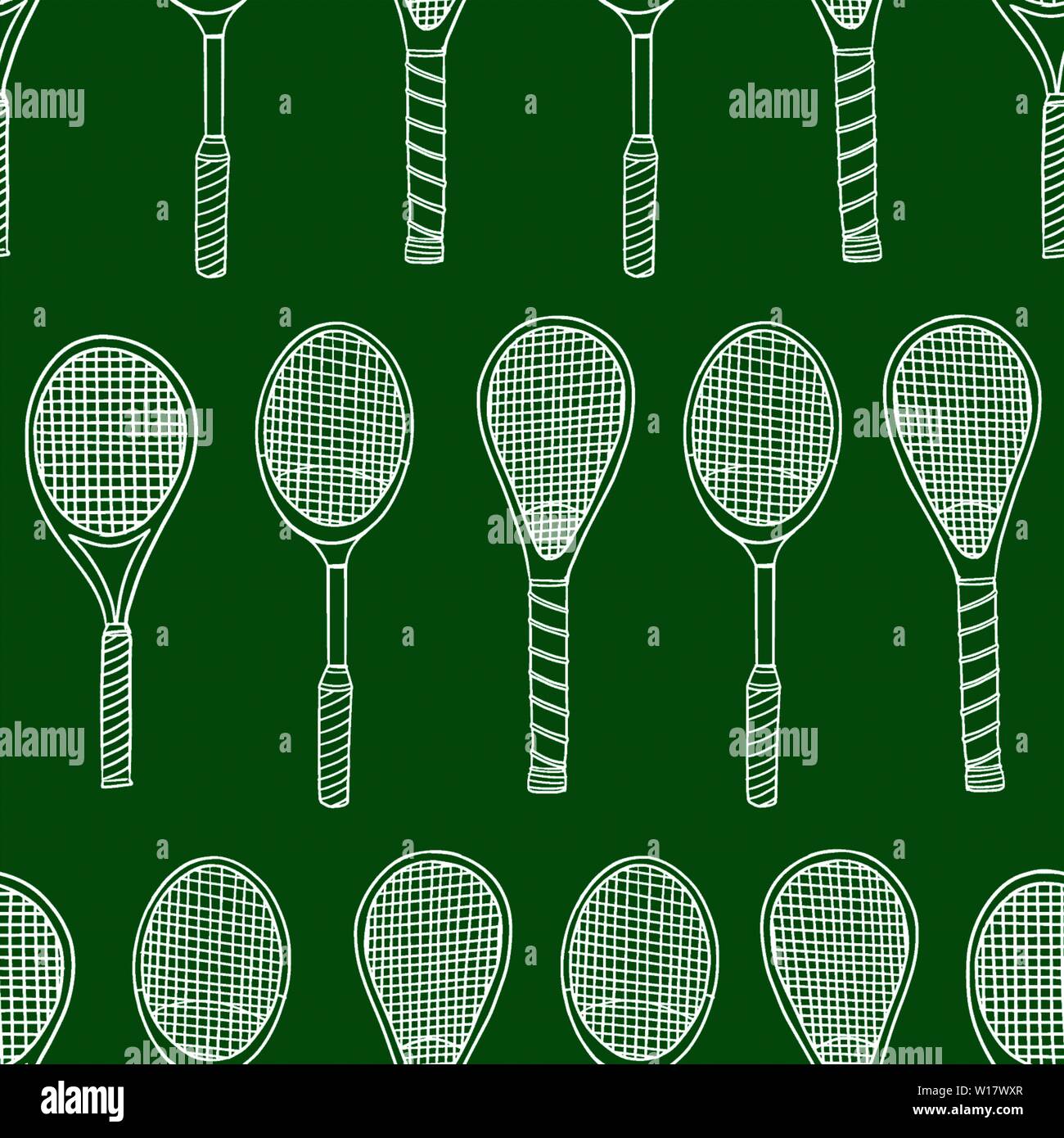 Tennis racket doodle seamless pattern. Vector illustration background ...