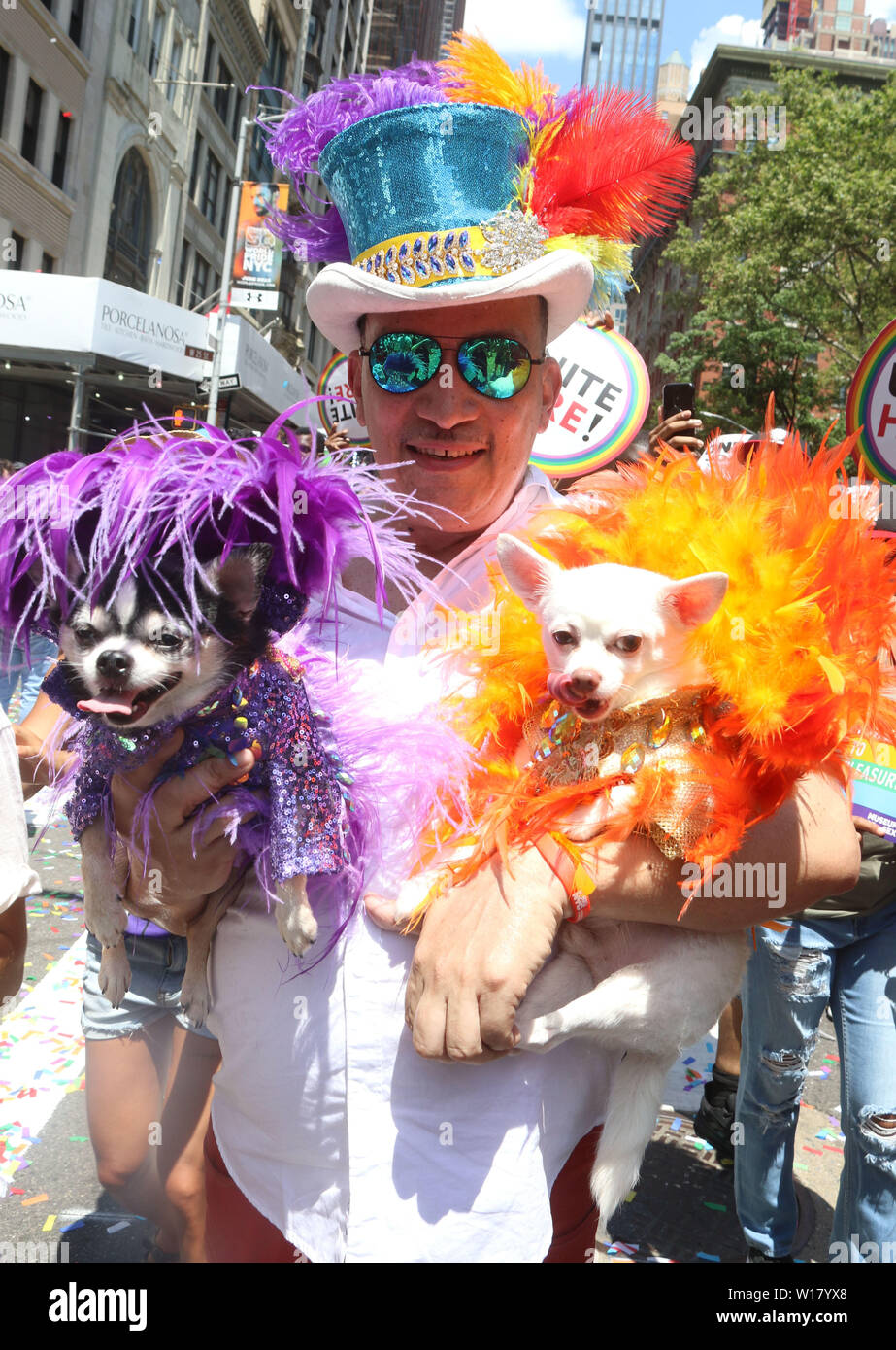 New York City, New York, USA. 30th June, 2019. A parader goer with his ...