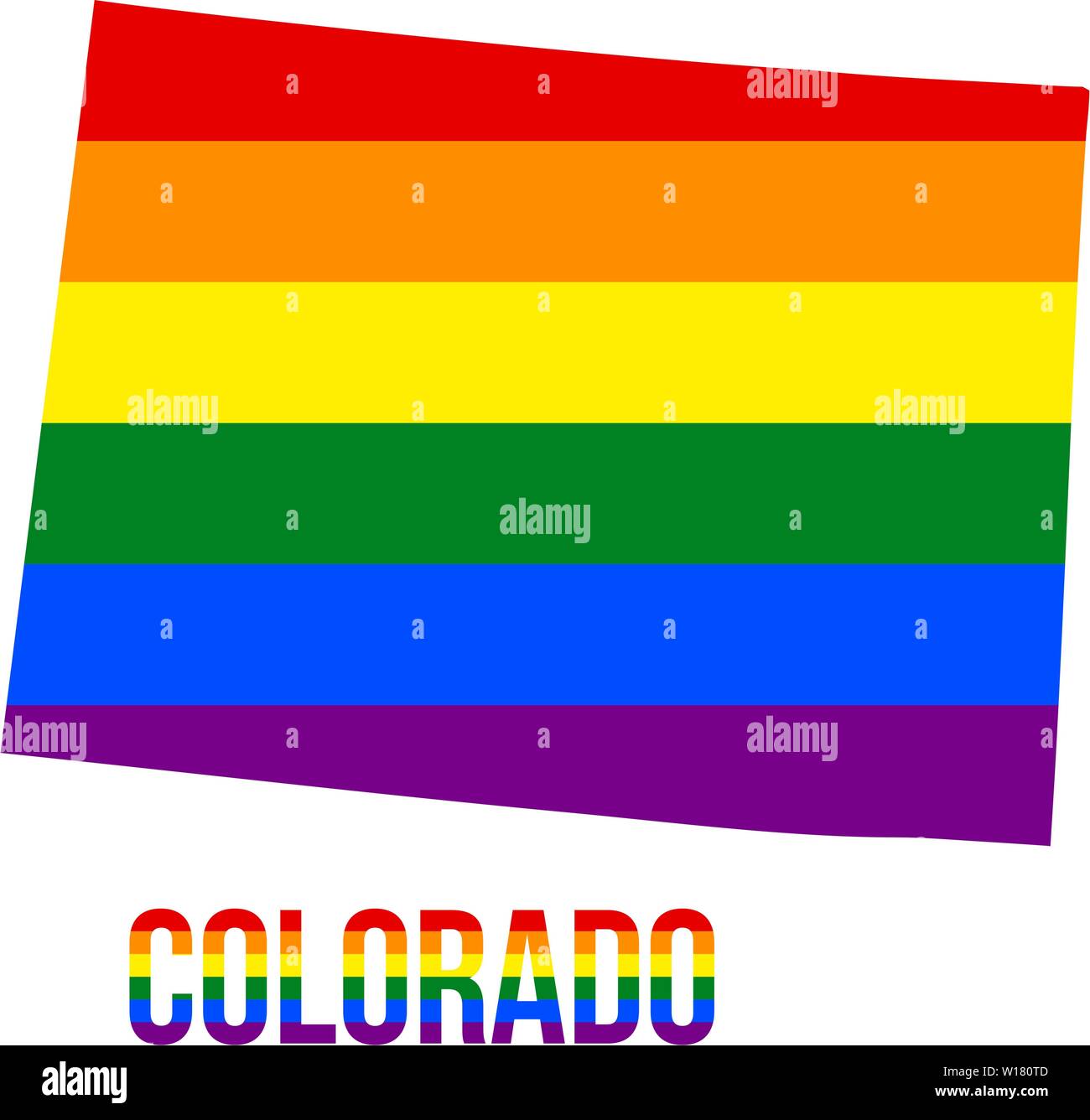 Colorado State Map in LGBT Rainbow Flag Comprised Six Stripes With ...