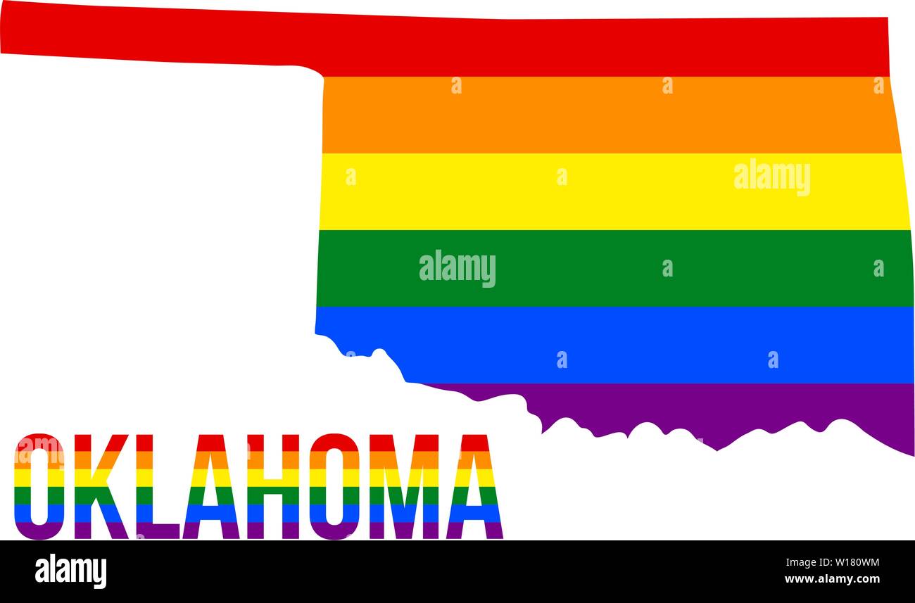 Oklahoma State Map in LGBT Rainbow Flag Comprised Six Stripes With Oklahoma LGBT Text. The Flag ...