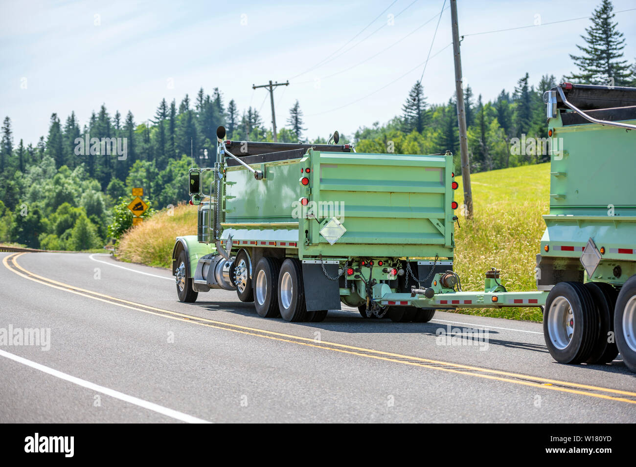 Big rig powerful industrial brown tipper semi tuck tractor with two ...