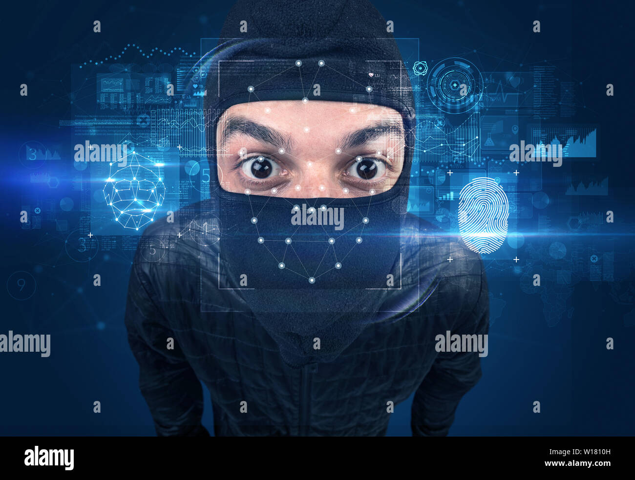 Biometric verification - face and fingerprint detection concept Stock ...