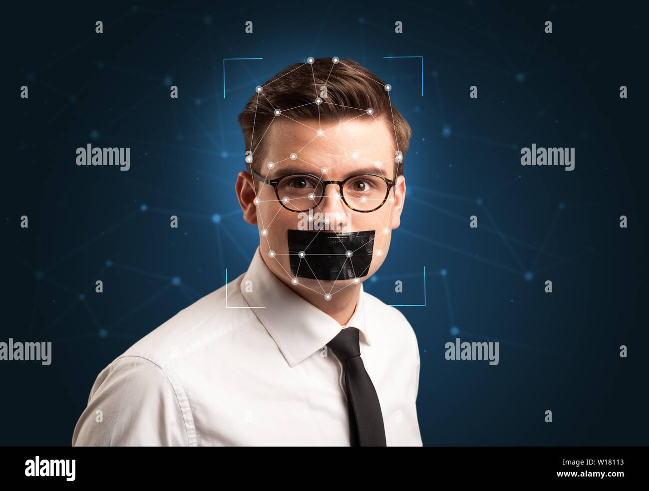 Recognition of a face by layering a mesh. Biometric verification and ...