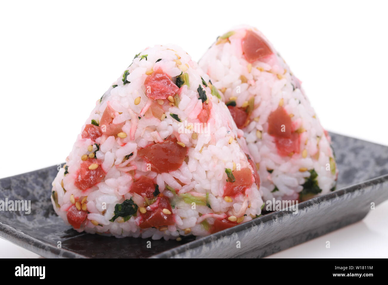 Onigiri, Japanese food, rice ball, rice triangle with umeboshi shirasu ...