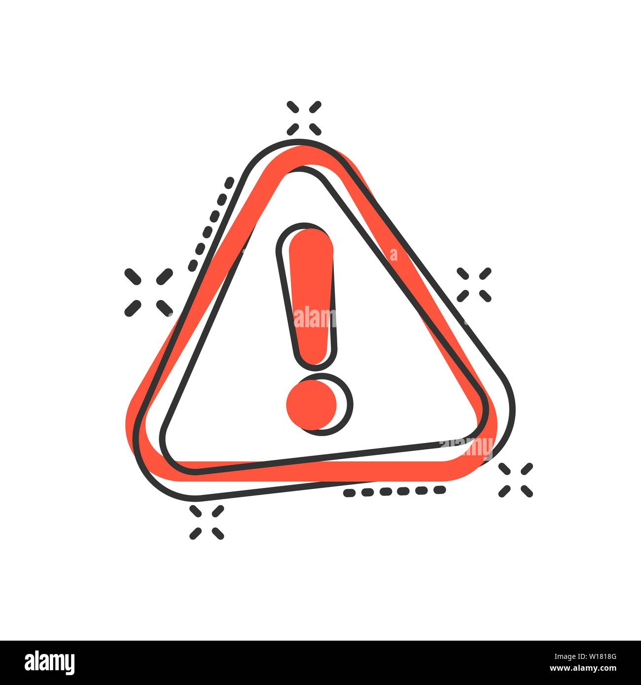 Exclamation mark icon in comic style. Danger alarm vector cartoon ...