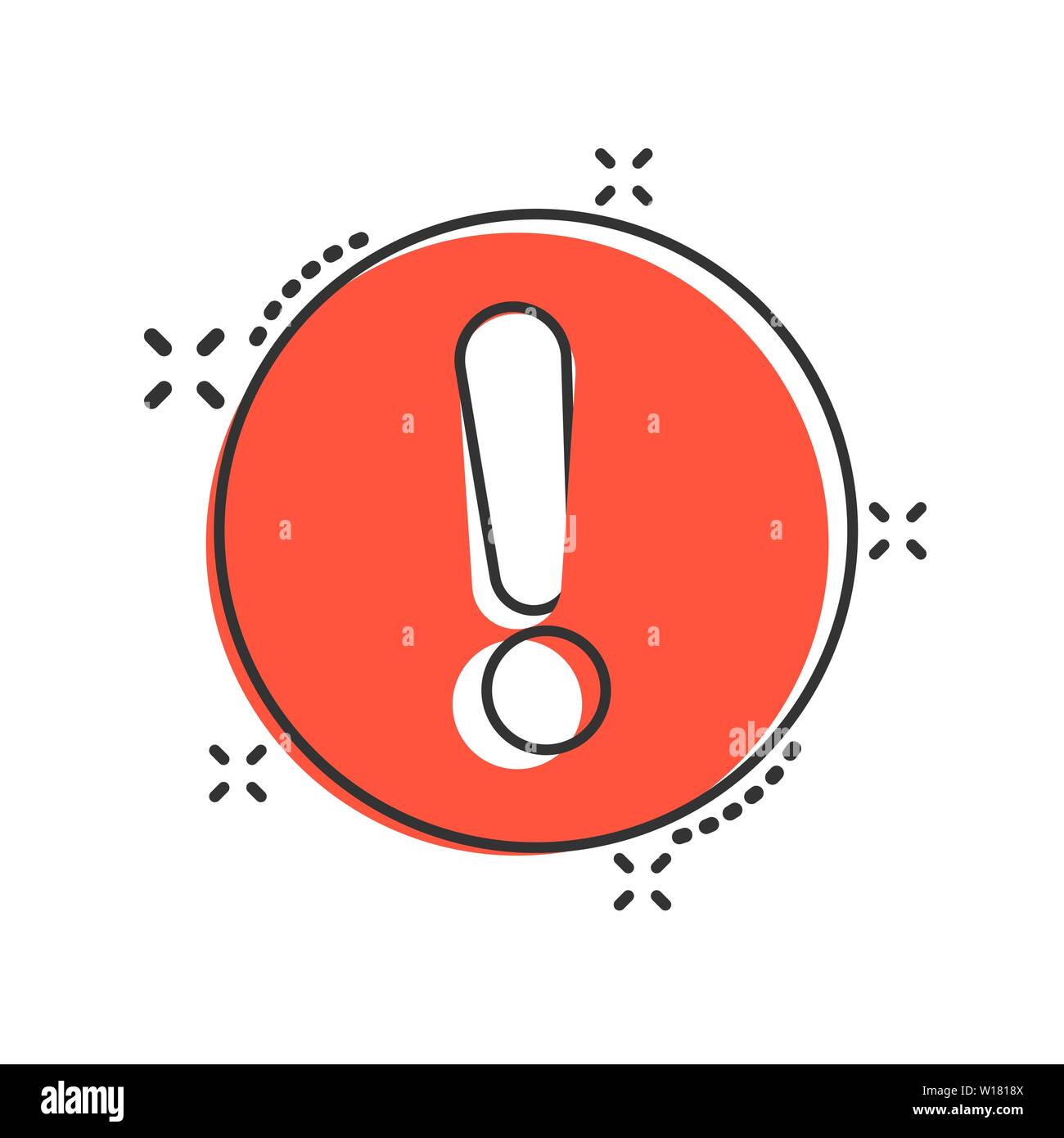 Exclamation mark icon in comic style. Danger alarm vector cartoon ...