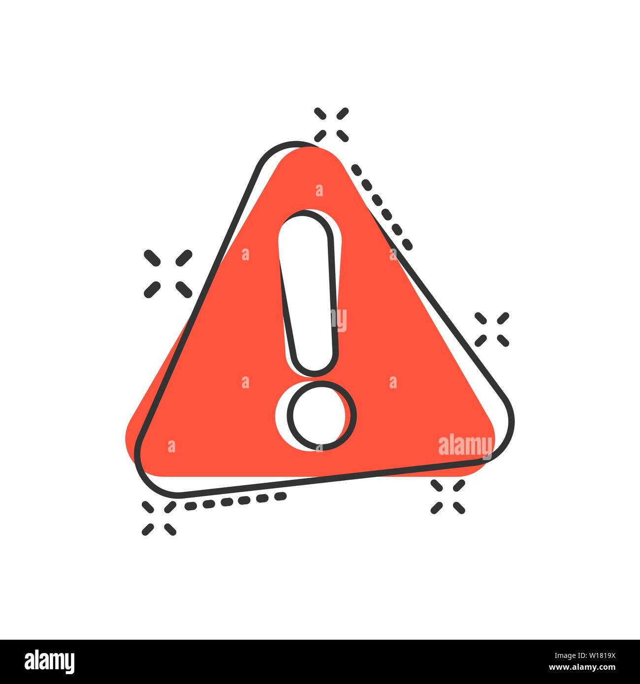 Exclamation mark icon in comic style. Danger alarm vector cartoon ...