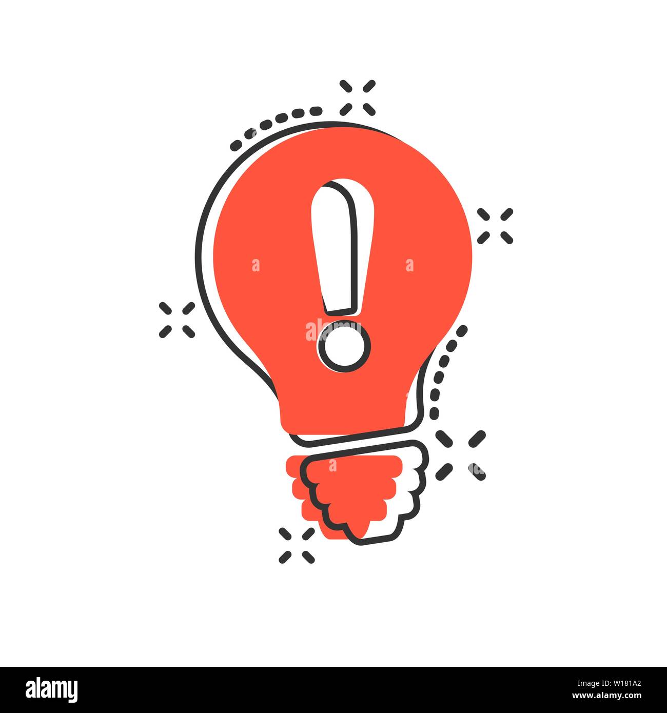 Problem solution icon in comic style. Light bulb idea vector cartoon ...
