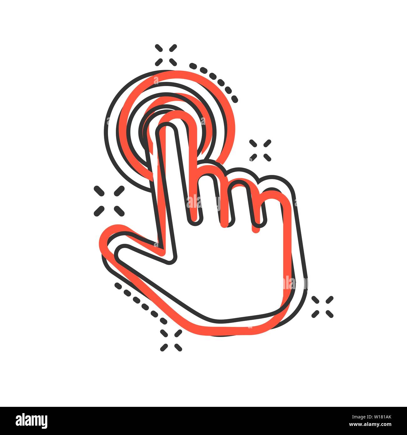 Click mouse icon in comic style. Pointer vector cartoon illustration on ...