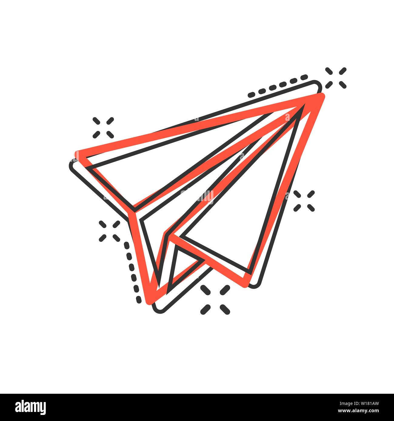 Paper airplane icon in comic style. Plane vector cartoon illustration ...