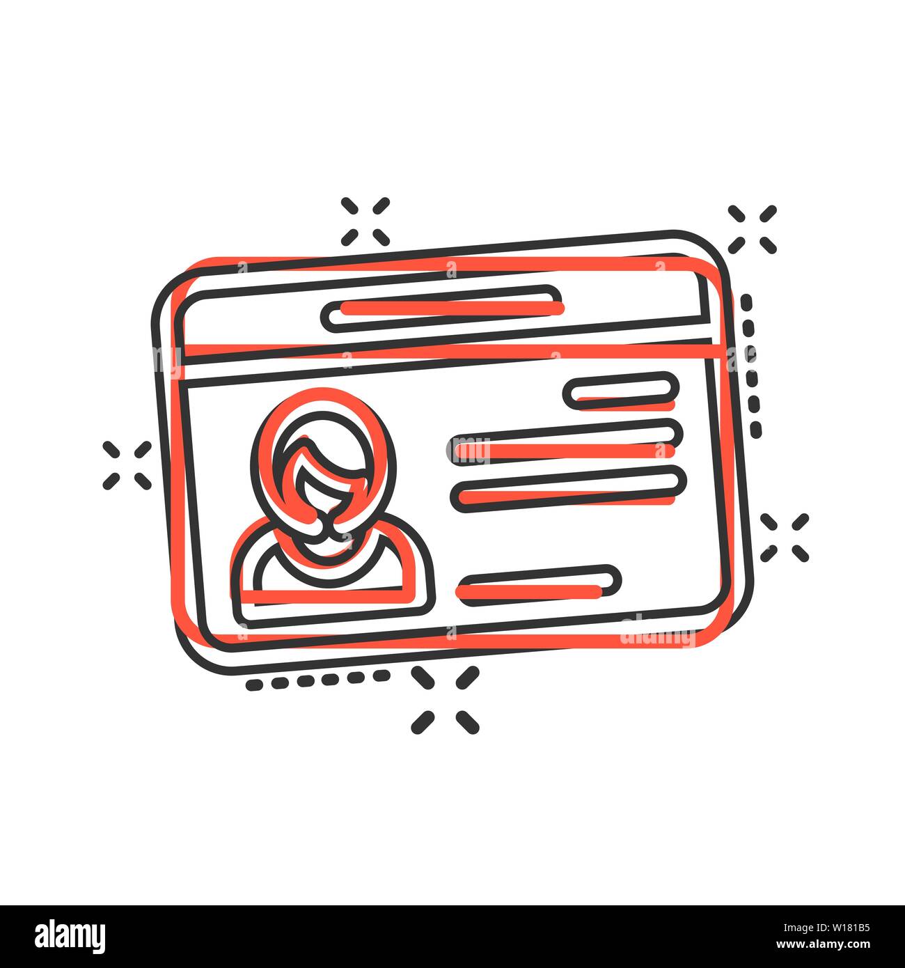 Id card icon in comic style. Identity tag vector cartoon illustration ...