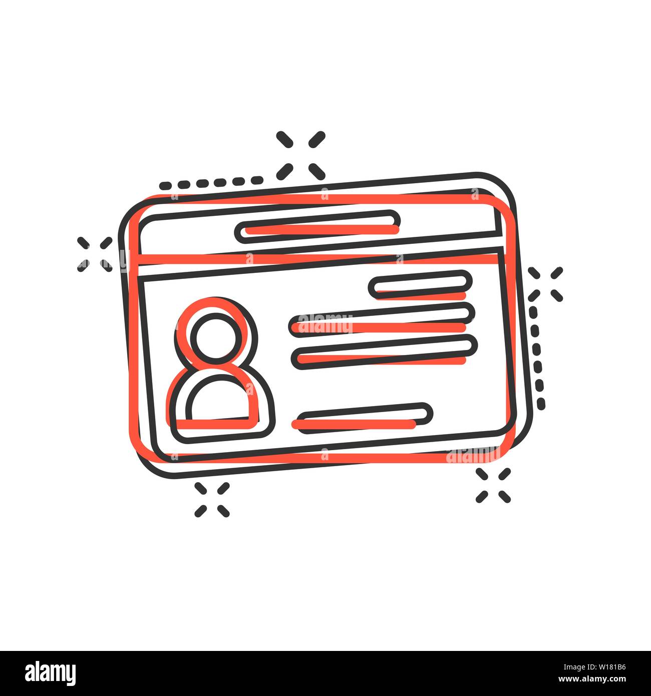 Id card icon in comic style. Identity tag vector cartoon illustration ...