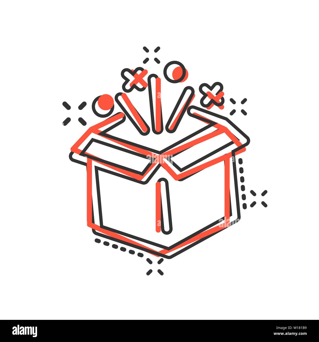 Gift box icon in comic style. Magic case vector cartoon illustration on ...