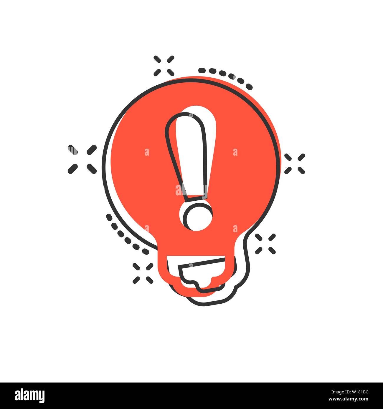 Problem solution icon in comic style. Light bulb idea vector cartoon ...