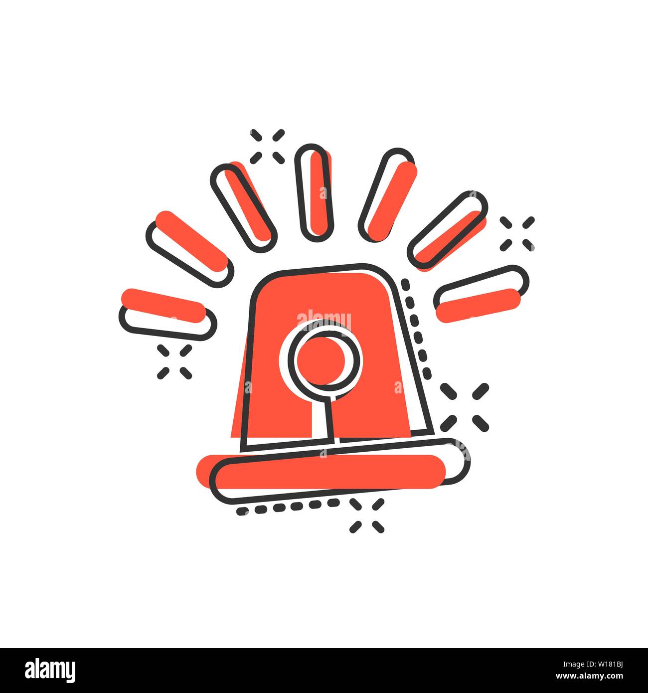 Emergency siren icon in comic style. Police alarm vector cartoon ...