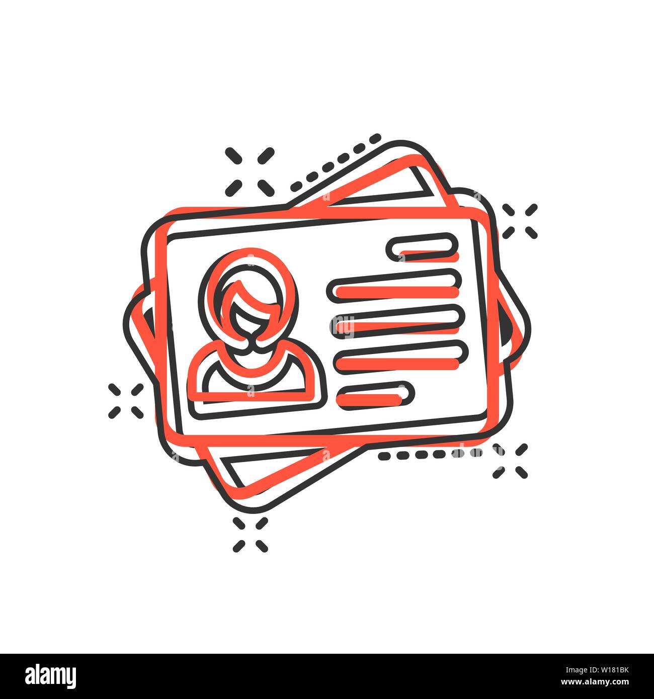 Id card icon in comic style. Identity tag vector cartoon illustration ...