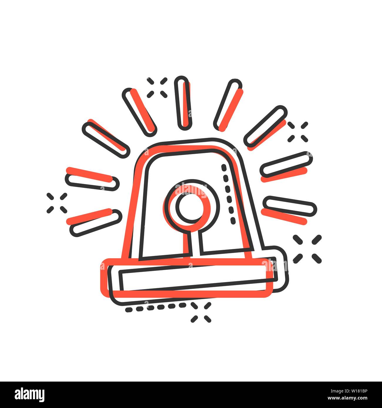 Emergency siren icon in comic style. Police alarm vector cartoon ...