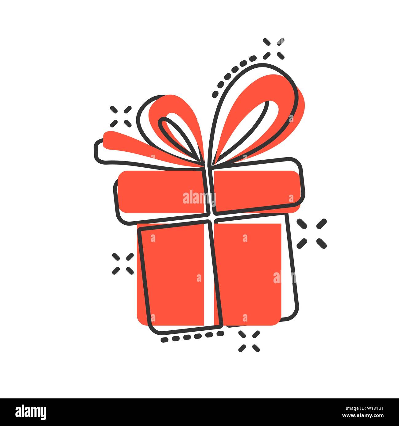 Gift box icon in comic style. Present package vector cartoon ...