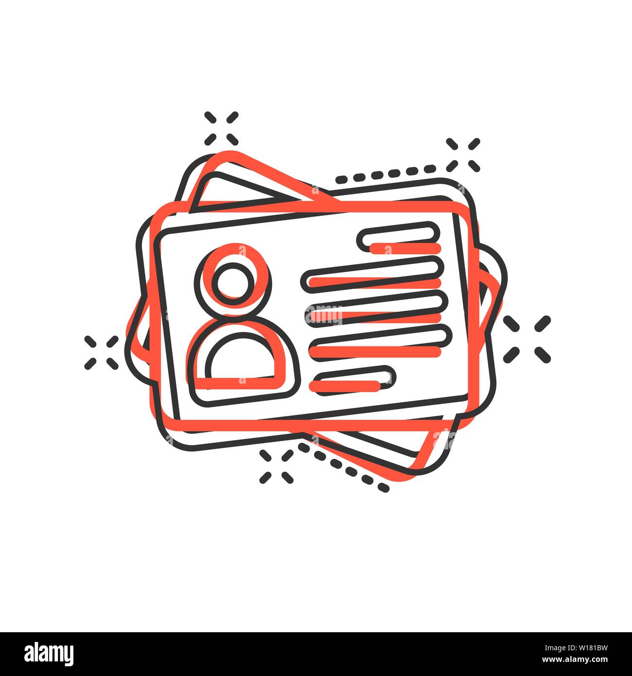 Id card icon in comic style. Identity tag vector cartoon illustration ...