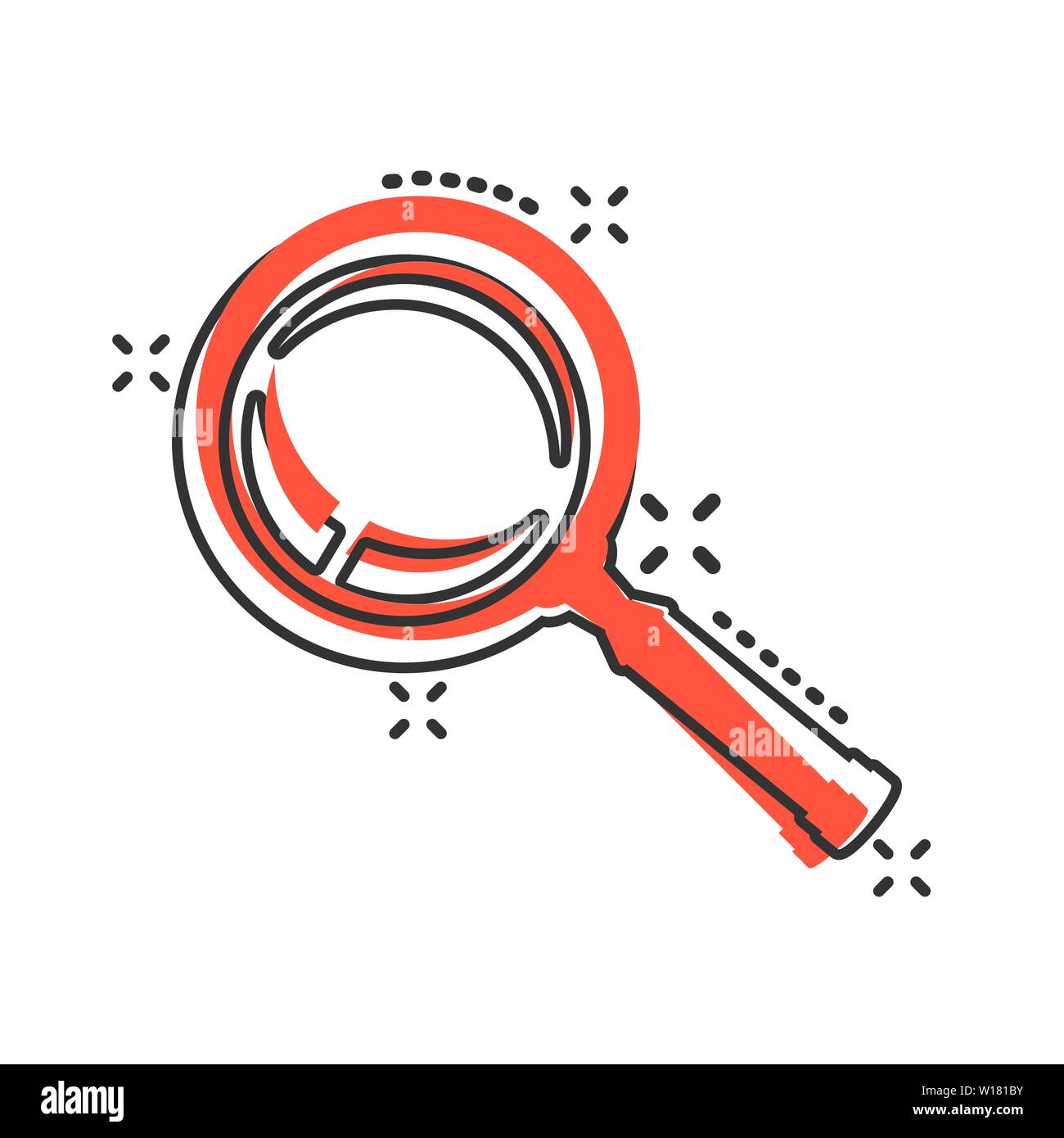 Loupe sign icon in comic style. Magnifier vector cartoon illustration ...