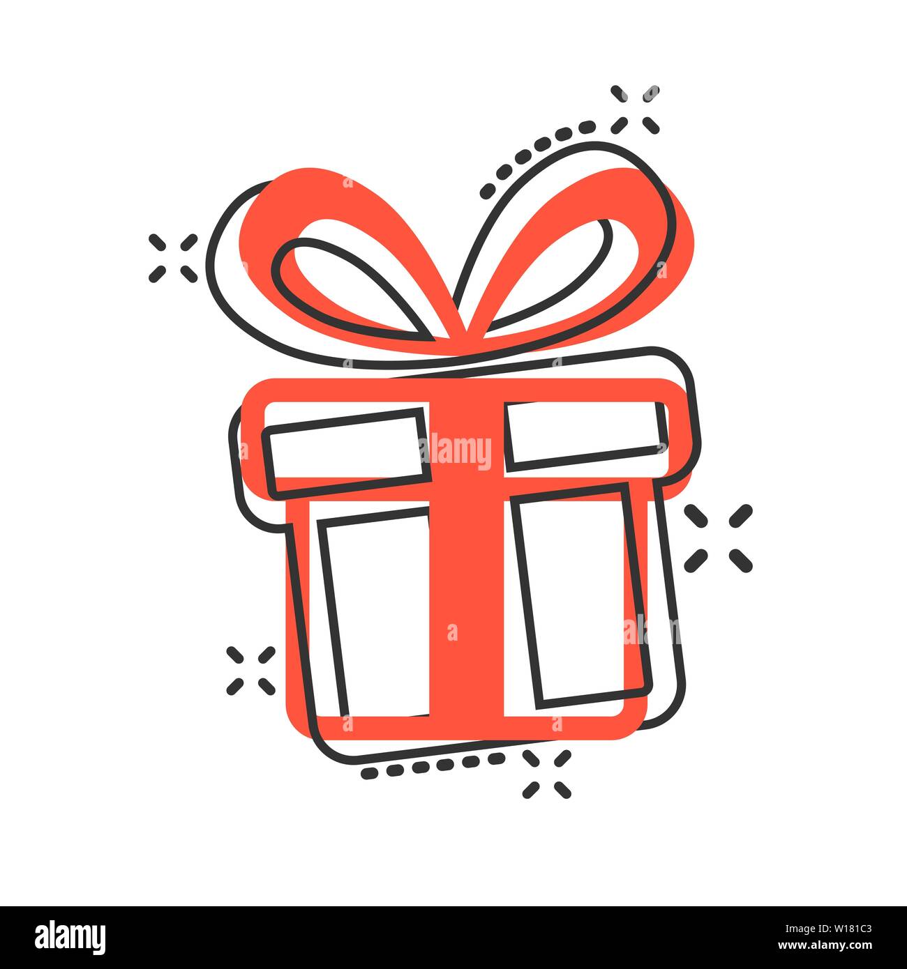 Gift box icon in comic style. Present package vector cartoon ...