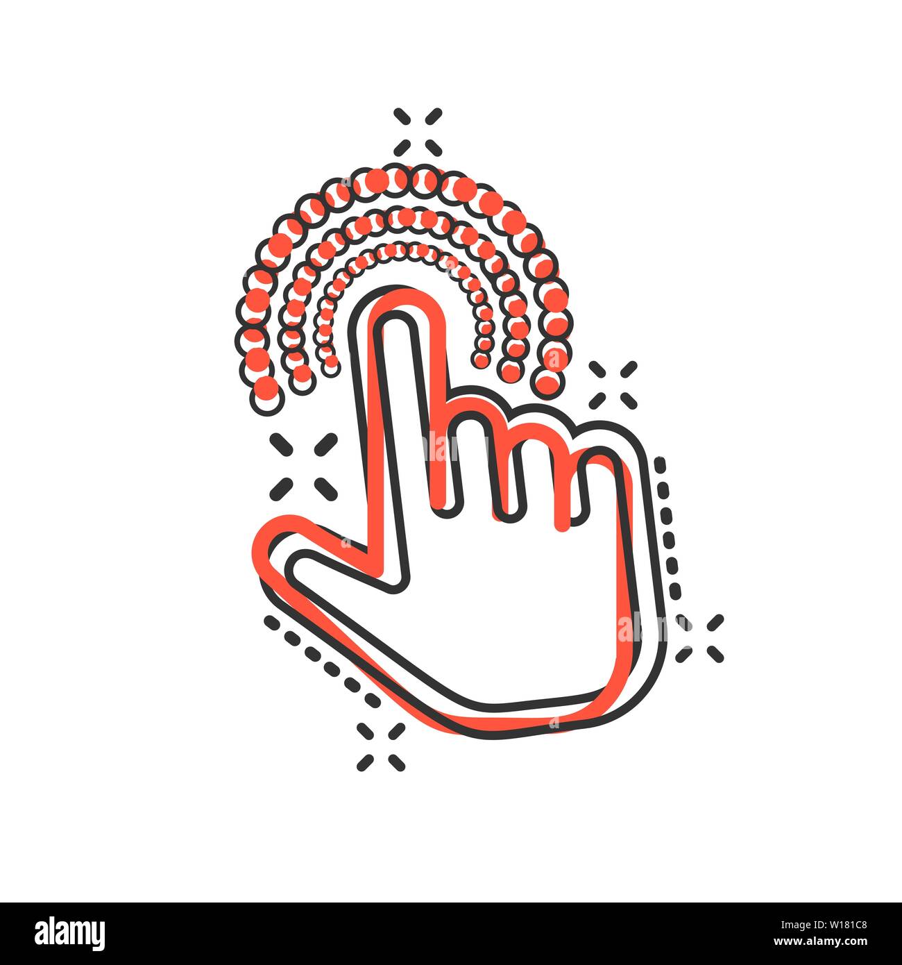 Click mouse icon in comic style. Pointer vector cartoon illustration on ...