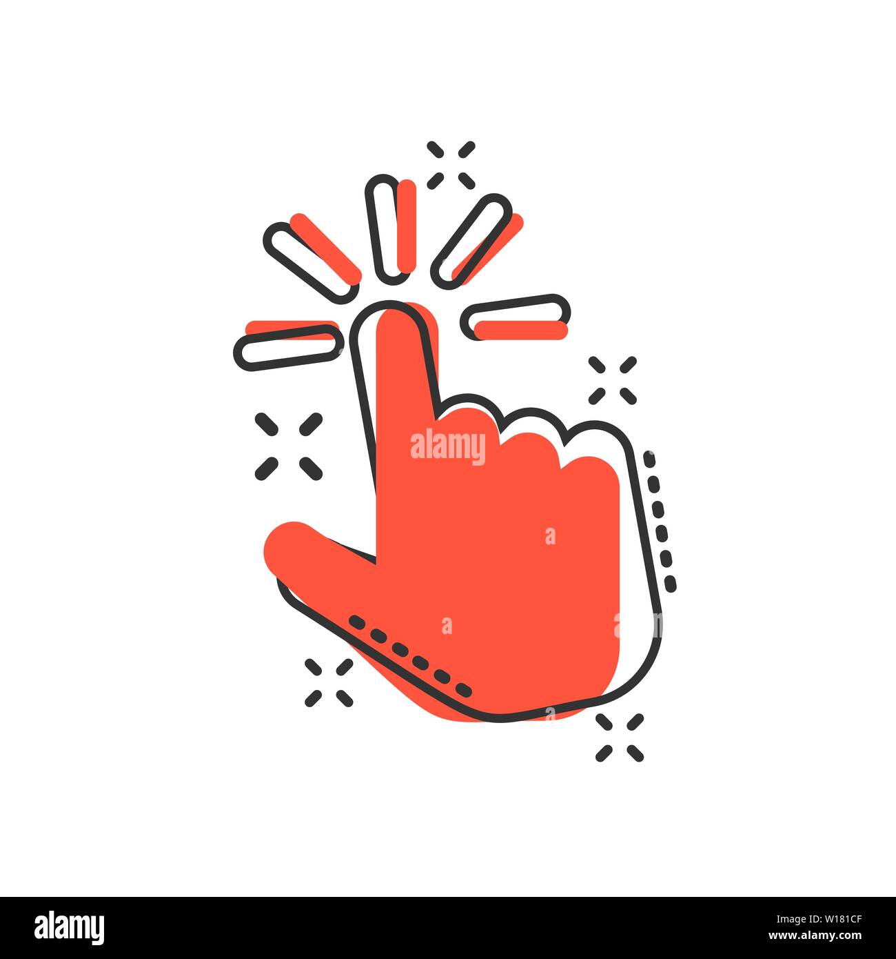 Click mouse icon in comic style. Pointer vector cartoon illustration on ...