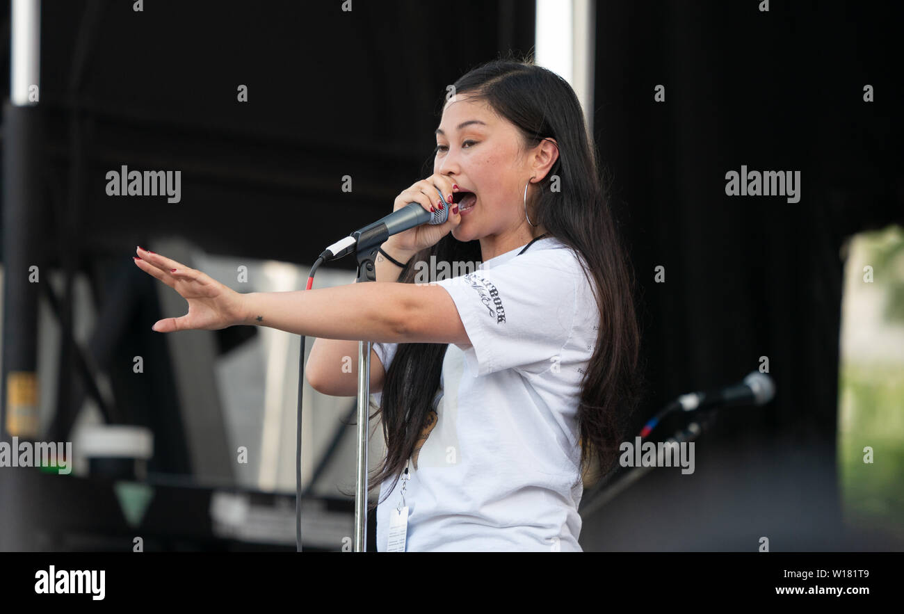 Filipino-American rapper and spoken word artist Ruby Ibarra performs at ...