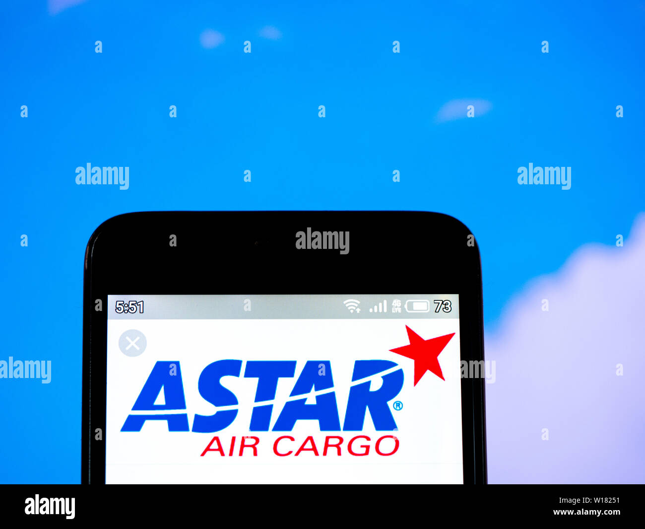 In this photo illustration the Astar Air Cargo logo is seen displayed ...