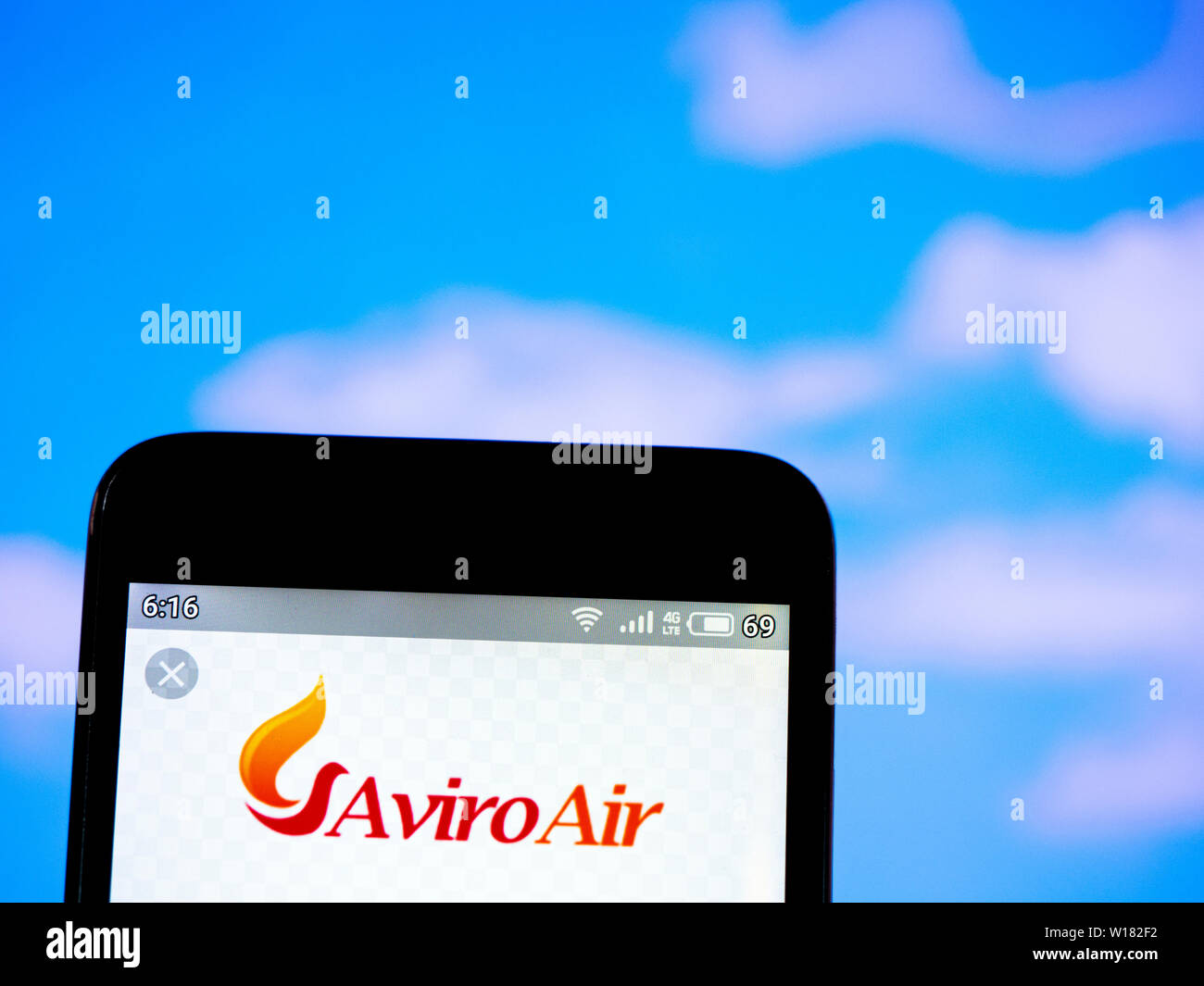 In this photo illustration the Aviro Air logo is seen displayed on a ...