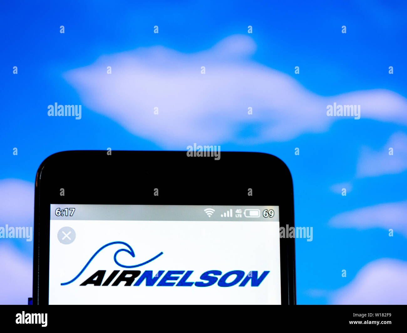 In this photo illustration the Air Nelson logo is seen displayed on a ...