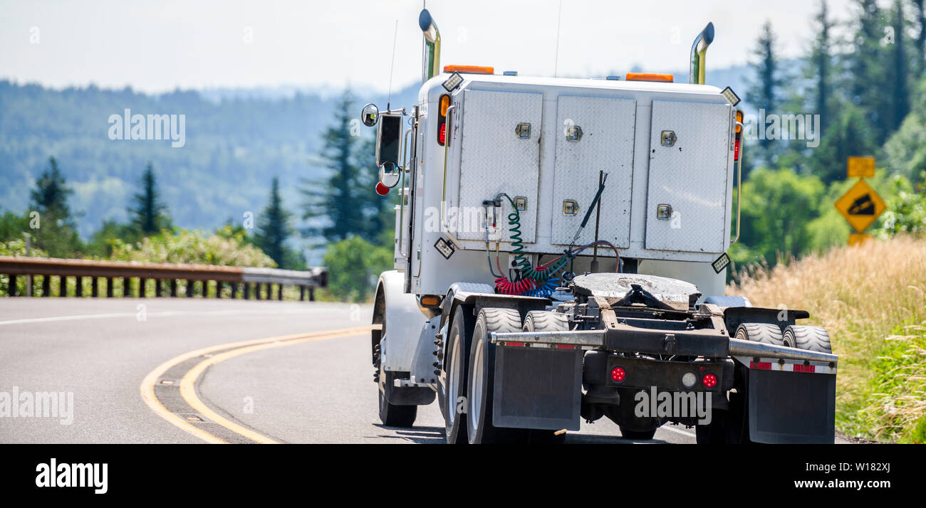 White big rig powerful popular industrial grade classic semi truck ...