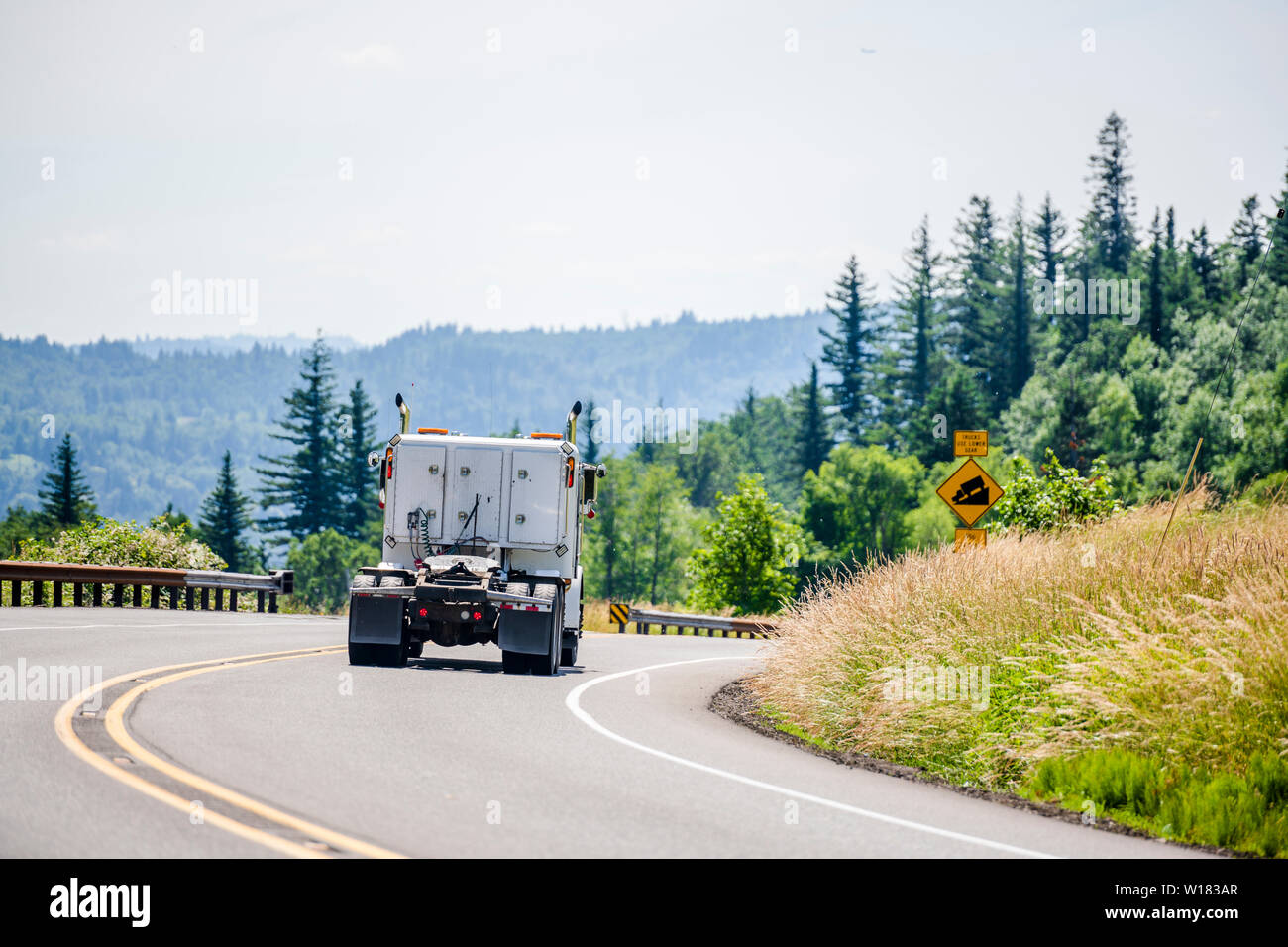 White big rig powerful popular industrial grade classic semi truck ...