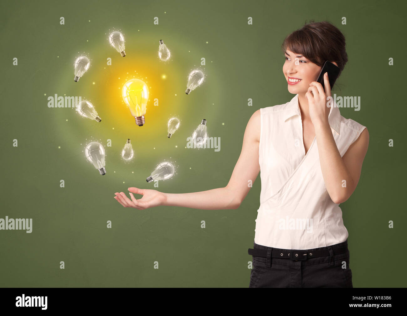 Young smiling person presenting new idea concept Stock Photo - Alamy