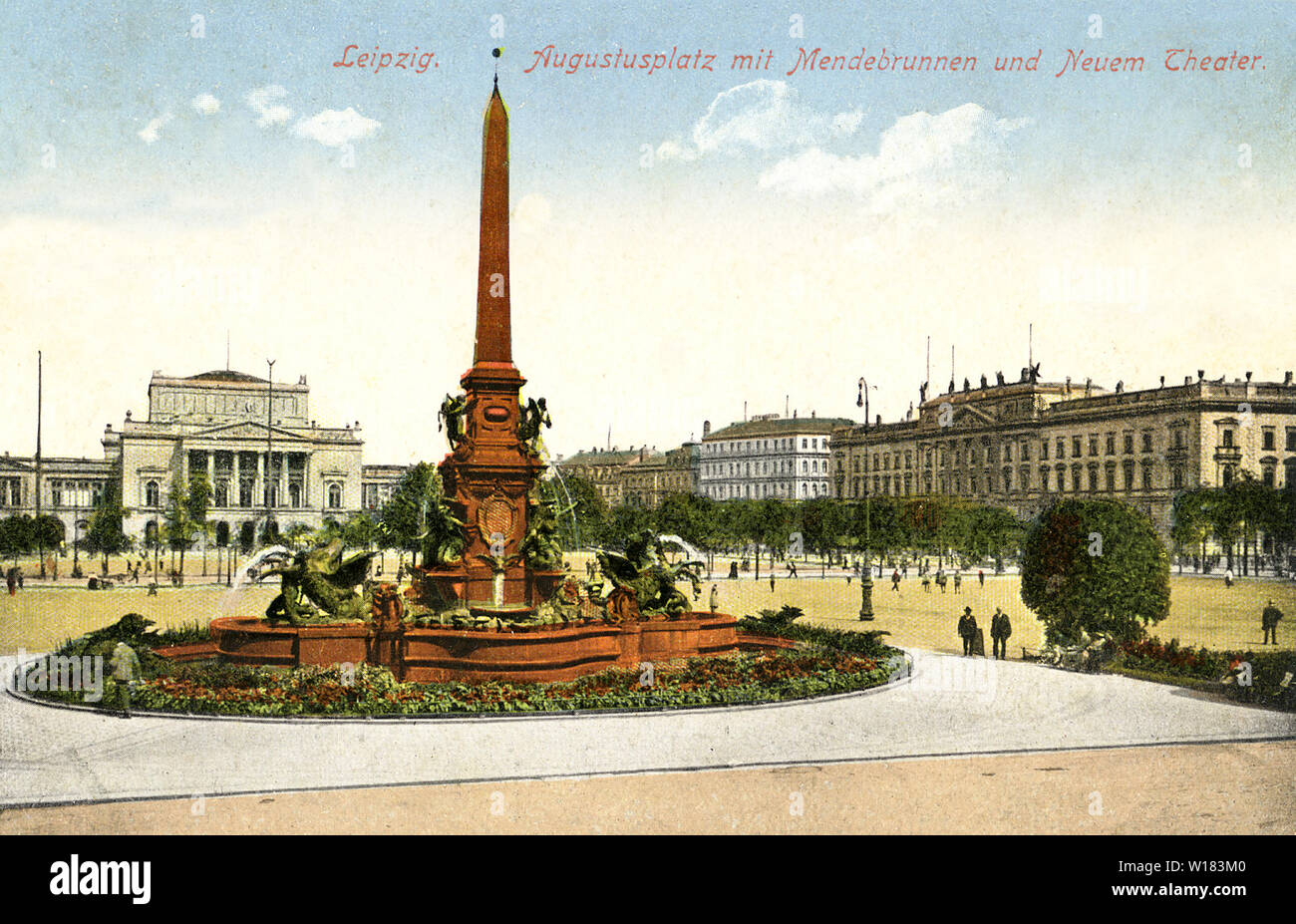 Leipzig, Germany. Augustusplatz square with a fountain and the New ...