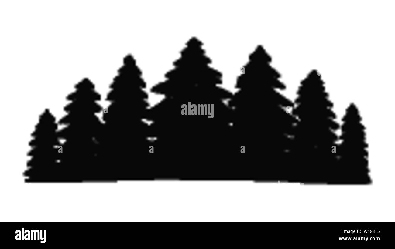 Drawn Landscape Pinery Coniferous Forest Vector Stock Vector Image ...