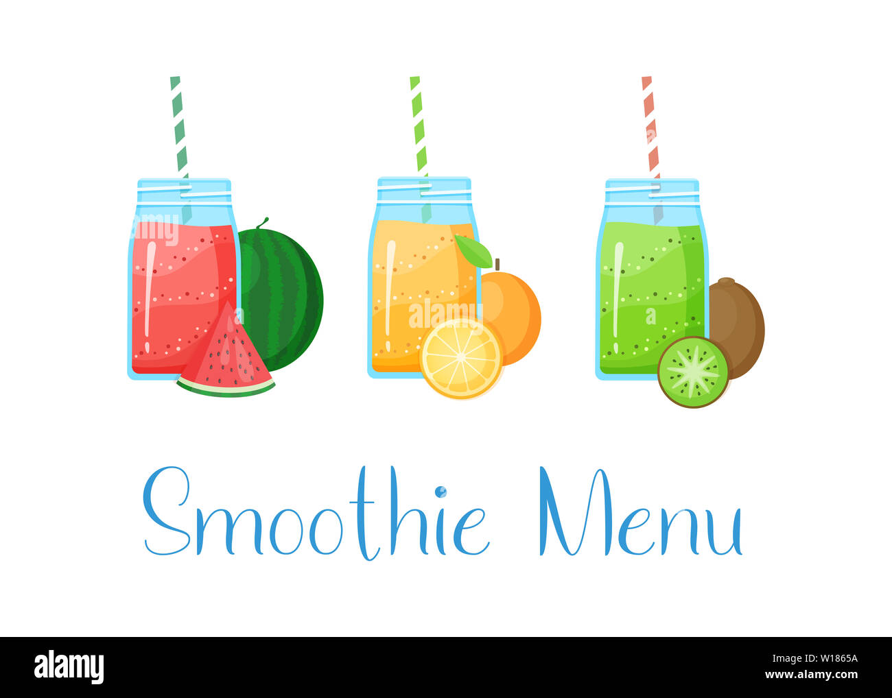 Set of smoothie banner vitamin drink illustration. Fresh vegetarian ...