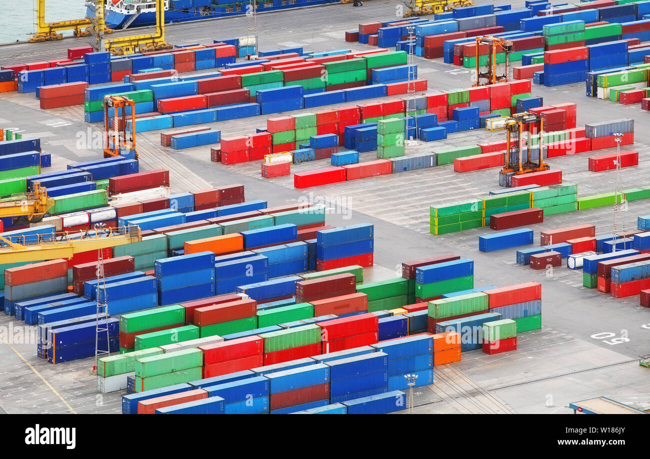 Industrial port with containers Stock Photo - Alamy