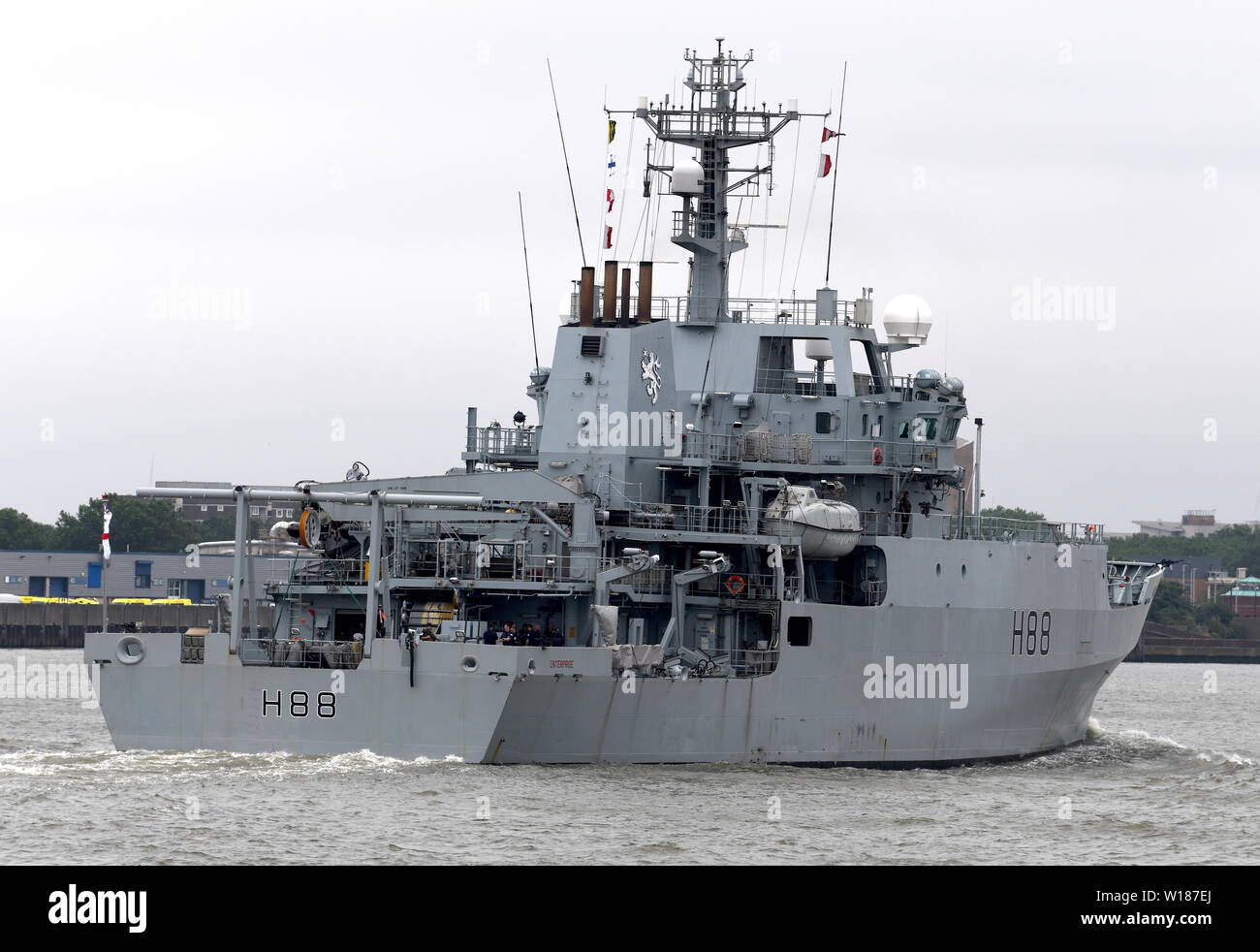 HMS Enterprise is an Echo Class warship of the Royal Navy Stock Photo ...