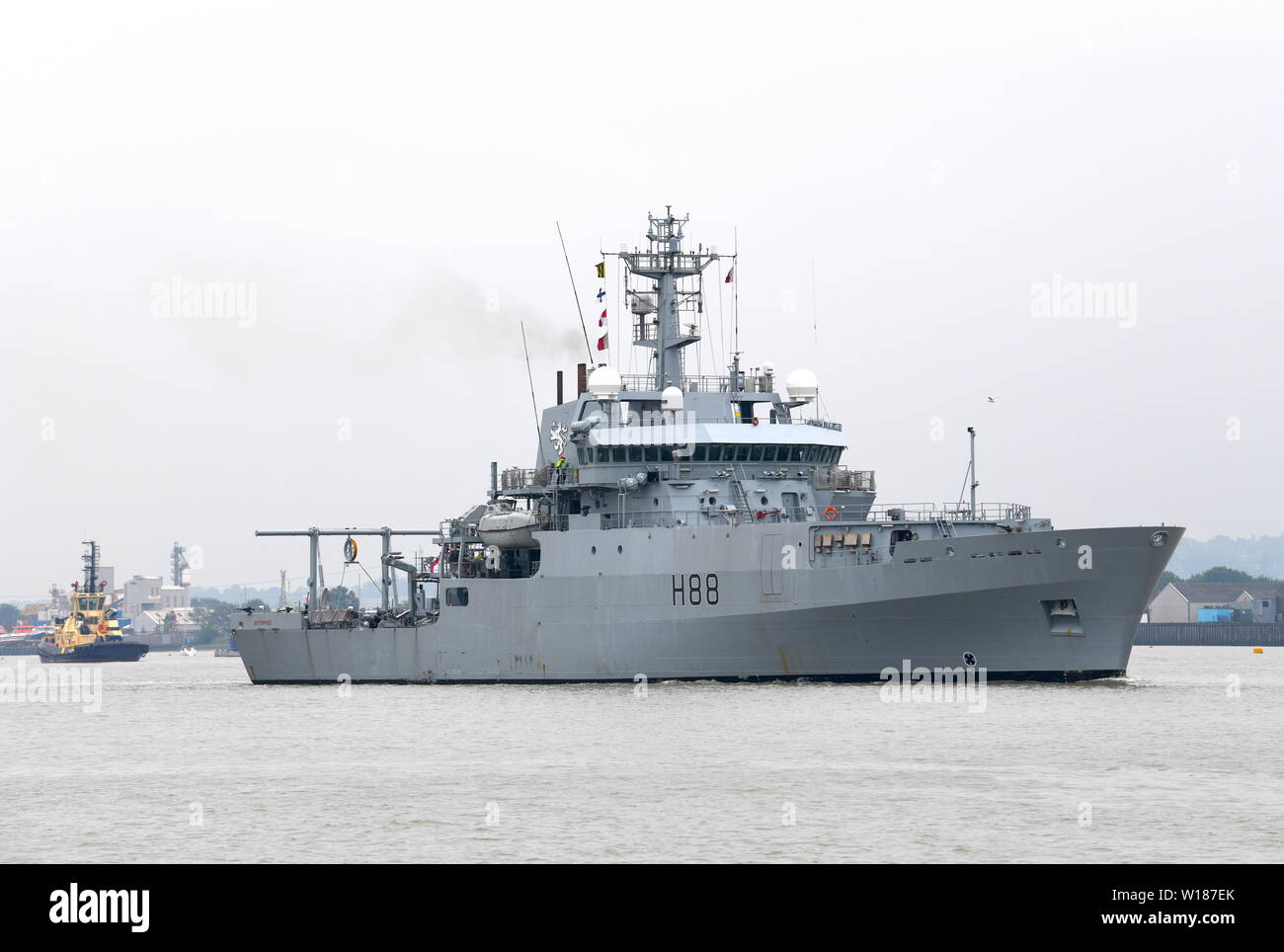 HMS Enterprise is an Echo Class warship of the Royal Navy Stock Photo ...