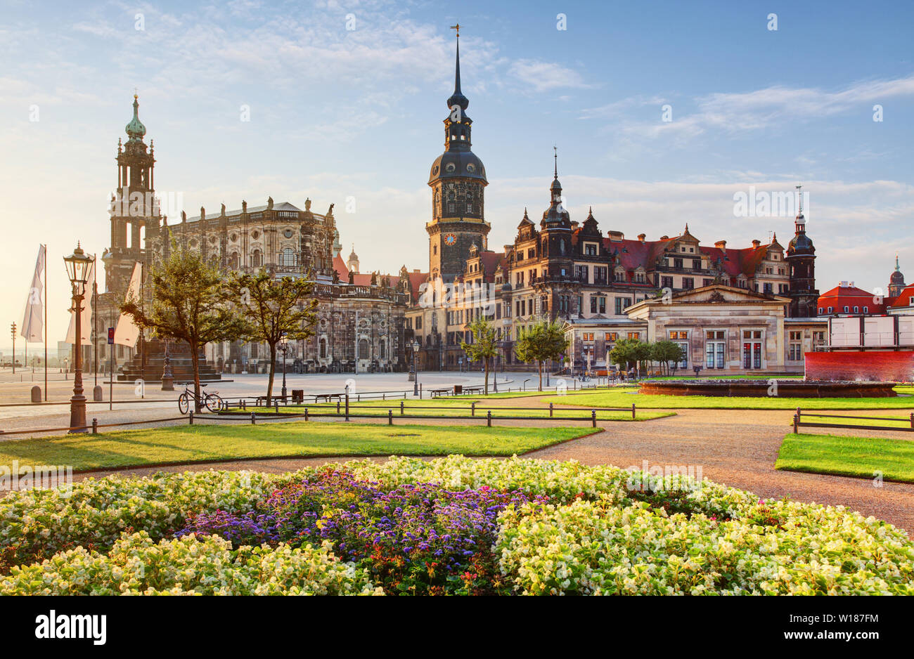 Dresden square at sunrise - Hofkirche Stock Photo - Alamy